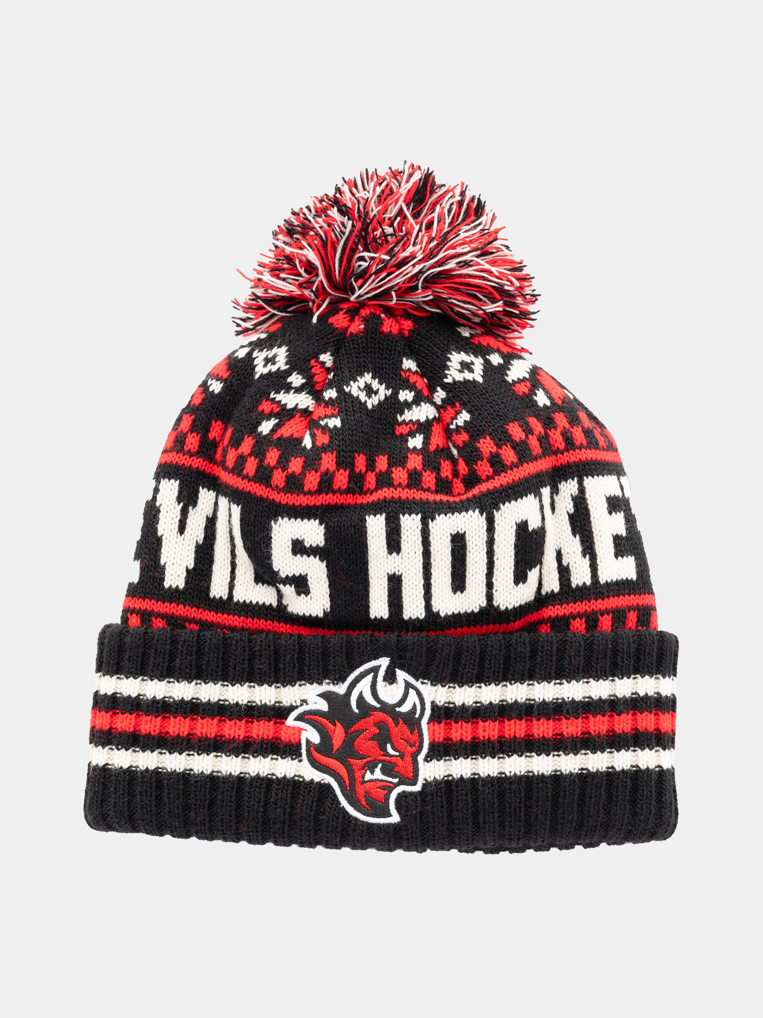 Black / Red Devils Hockey Bobble Hat | Cardiff Devils
