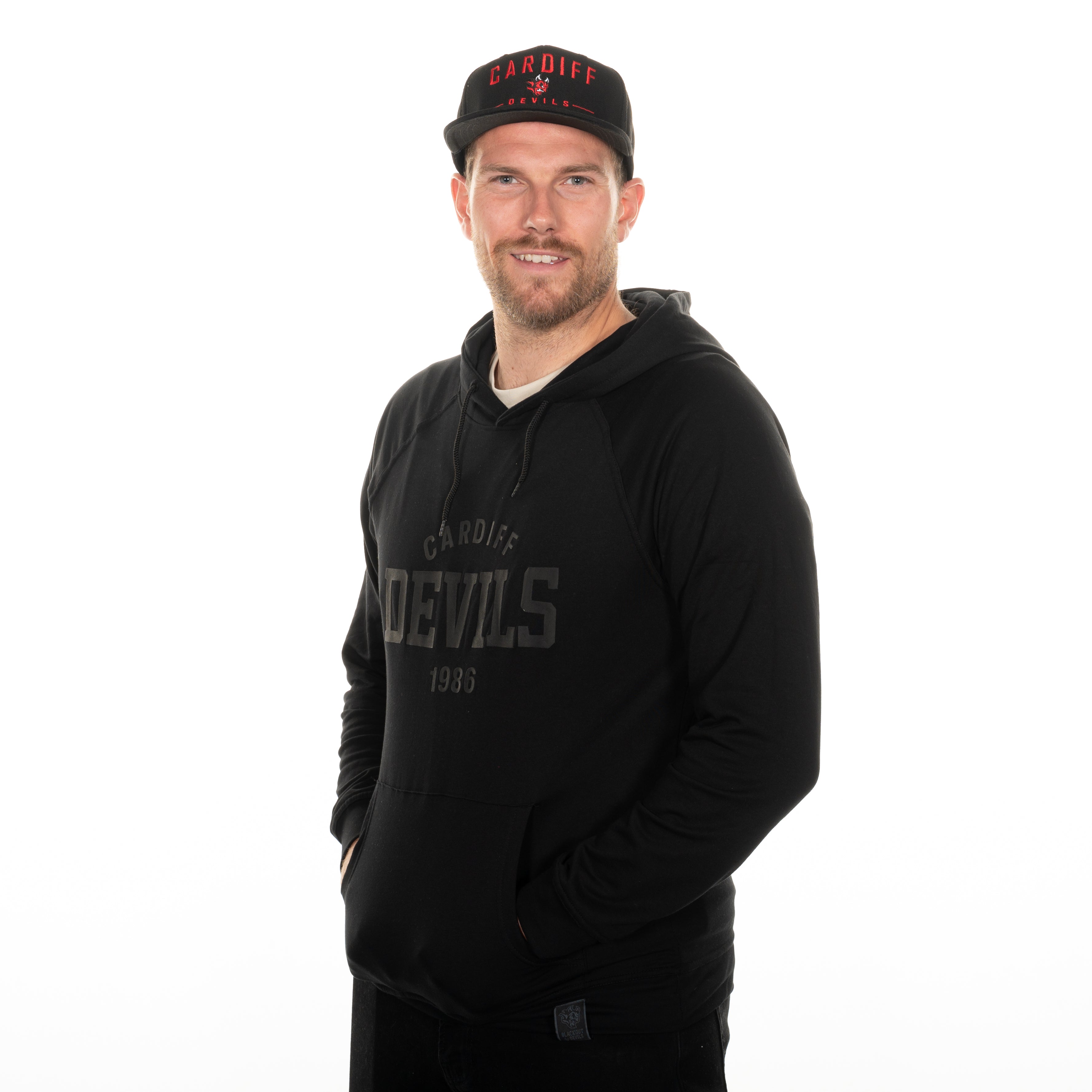 Cardiff Devils 1986 black on black hoodie | Cardiff Devils