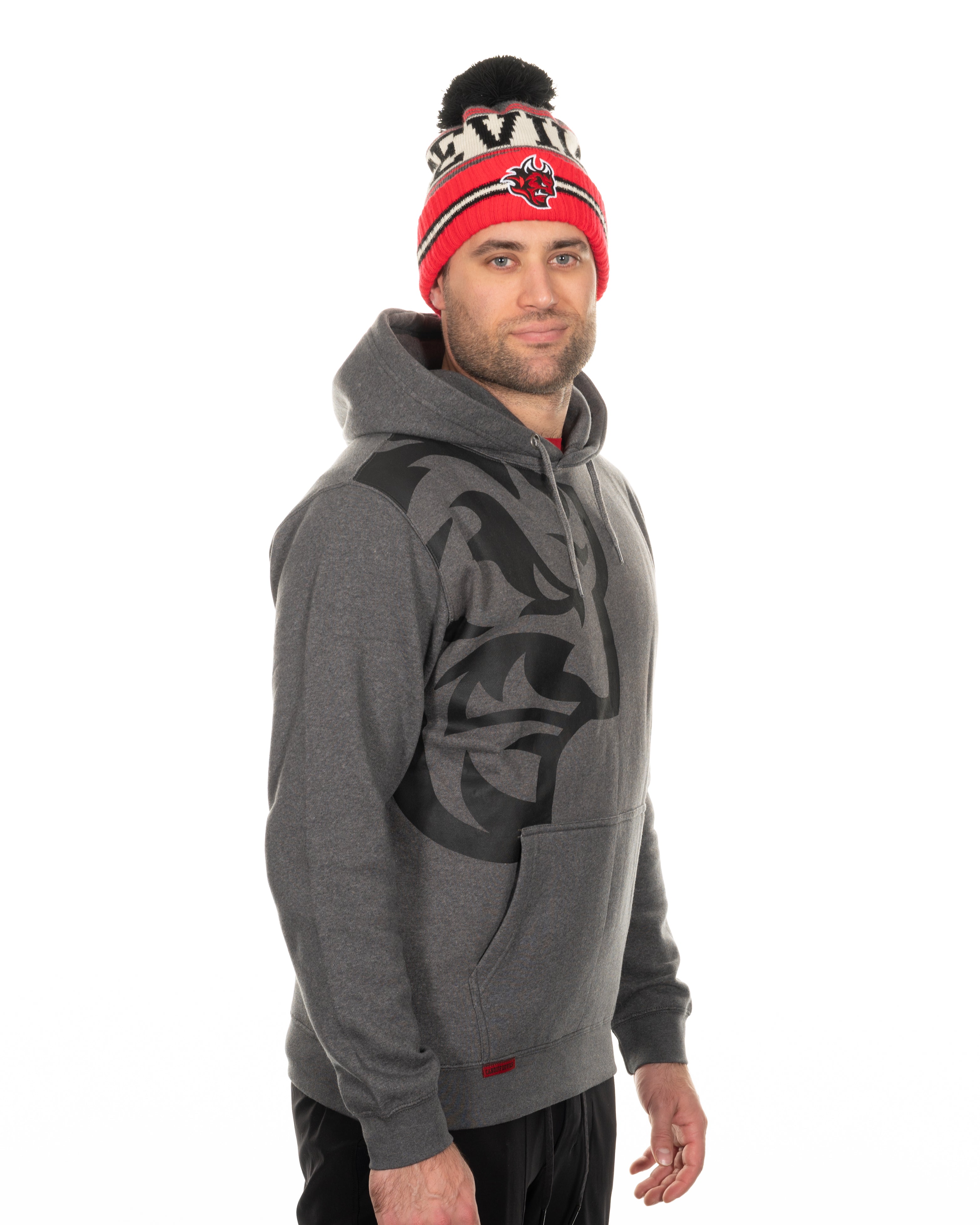 Cardiff Devils Logo Grey / Black Hoodie - Adults | Cardiff Devils