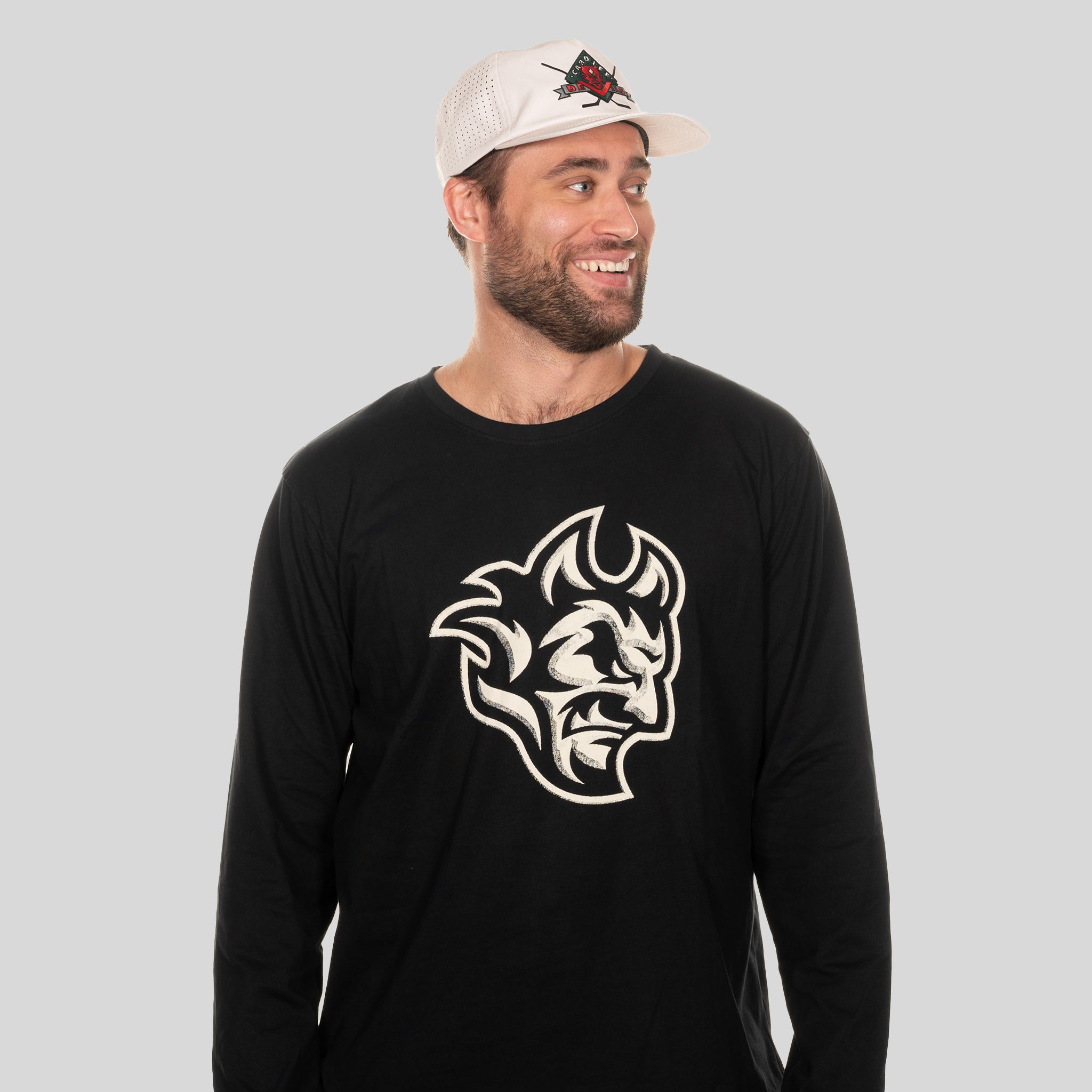 Devils black static logo long sleeve top | Cardiff Devils