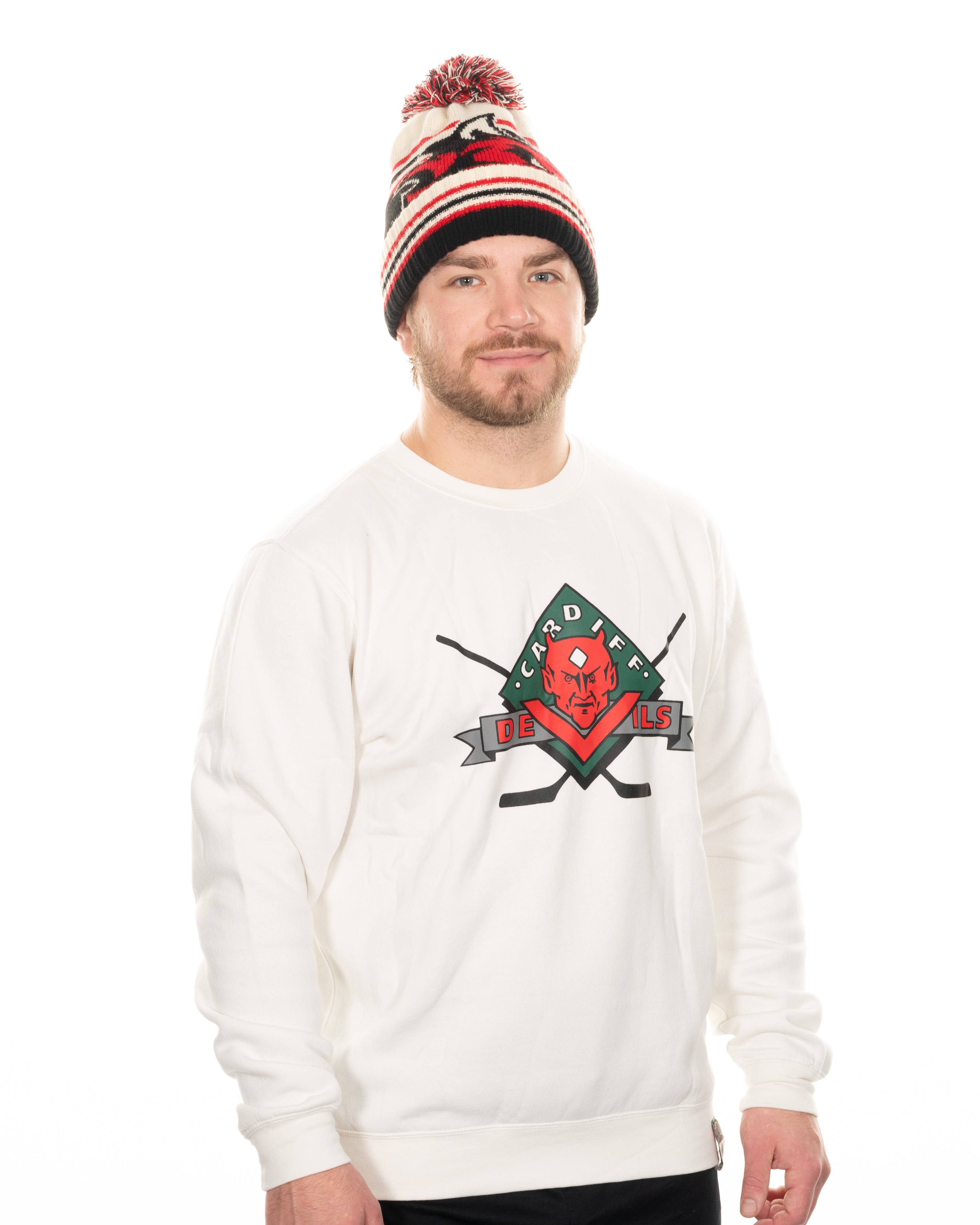 Kids Retro Logo Crewneck Sweater - Off-White | Cardiff Devils